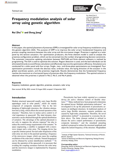 pdf frequency modulation analysis of solar array using genetic algorithm