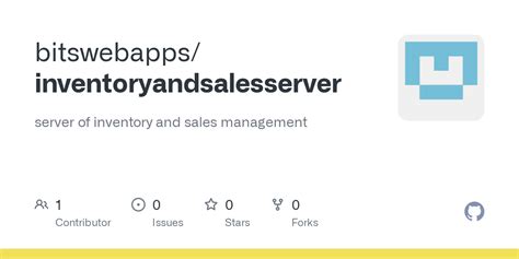 Github Bitswebapps Inventoryandsalesserver Server Of Inventory And Sales Management