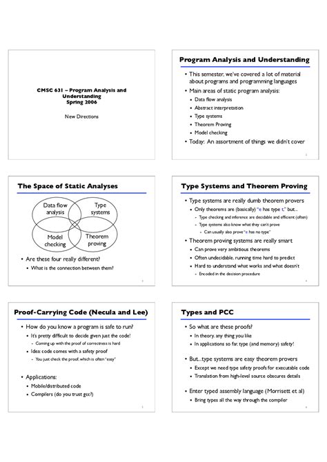 The Space Of Static Analyses In Program Analysis Lecture Slides Cmsc 631 Docsity