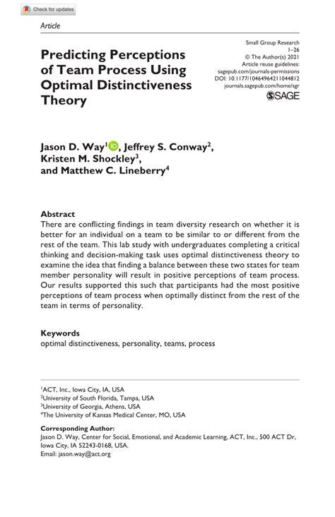 Pdf Predicting Perceptions Of Team Process Using Optimal