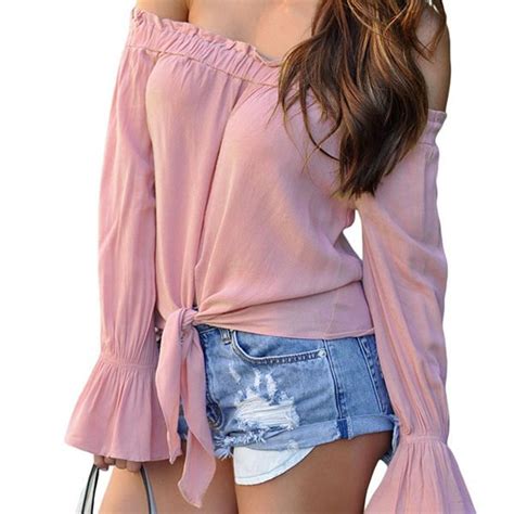 Hualong Off The Shoulder Womens Red Tee Shirt Online Store For Women