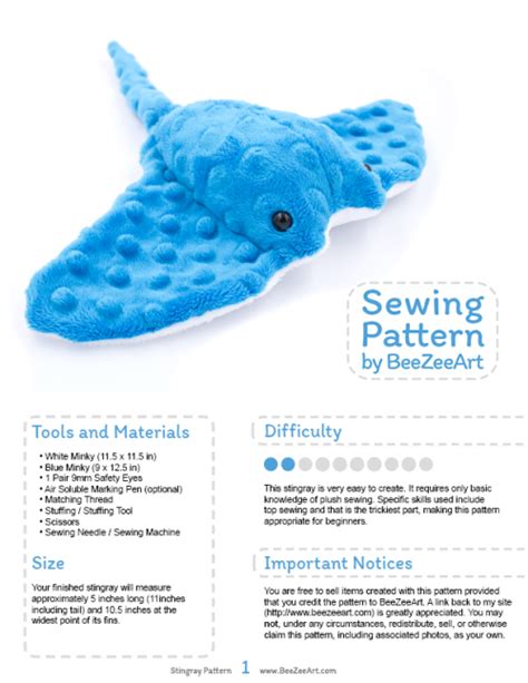 Beezeeart The Stingray Sewing Pattern Is Now Available This