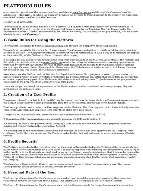 Platform Rules Effective From 22082023 Pdf