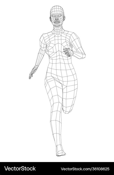 Wireframe Running Woman Royalty Free Vector Image