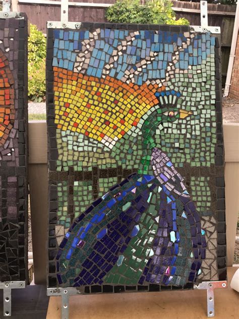 Peacock In Sunrise Mosaic Mosaic Art Sunrise