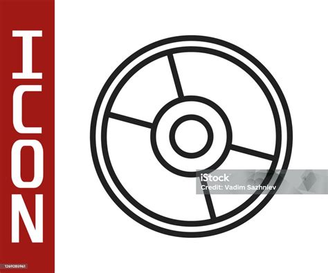 흰색 배경에 격리된 검은색 선 Cd 또는 Dvd 디스크 아이콘입니다 컴팩트 디스크 사인 벡터 일러스트레이션 디비디에 대한 스톡