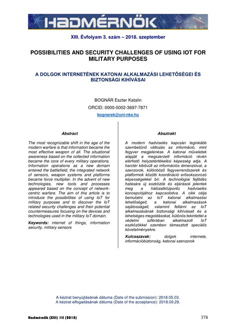 pdf possibilities and security challenges of using iot for military purposes
