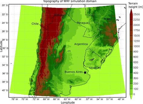 The Geographical Domain Used In Wrf Model Runs Illustrated By The Download Scientific Diagram