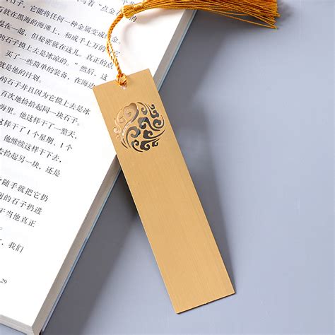 黄铜书签本色平板镂空金属流苏挂件激光刻字印logo简约个性手帐 阿里巴巴