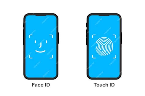 Premium Vector Touch Id And Face Id On Mobile Phone Vector Icon Identification Icons Facial