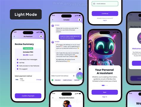 150款现代极简ai人工智能chatgpt聊天机器人手机app移动应用页面布局ui设计套件ui Kit Mobile Ai Chat Bot 安鱼设计资源丨优质平面设计资源共享站
