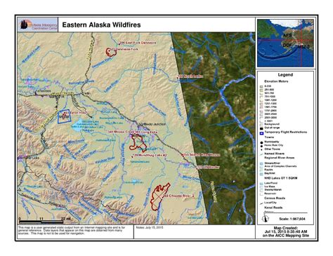 Eastern Alaska Wildfires Map July15 Alaska Wildland Fire Information