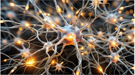 An Abstract Representation Of Brain Neurons With Colorful Glowing Synapses Connecting Premium