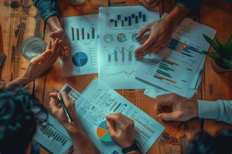 Premium Photo Business Team Meeting To Analyze Data Charts For Marketing Plans And Office Profits