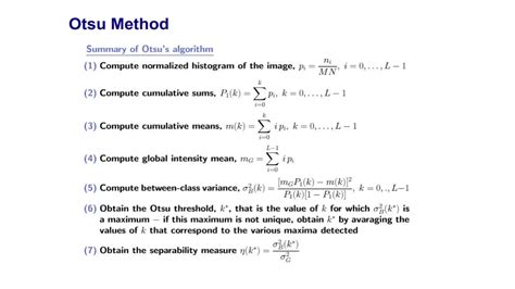 Global Thresholding Algorithm Using Otsus Method Pptx