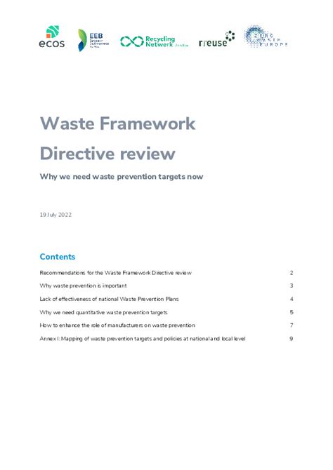 Waste Framework Directive Review EU Agenda