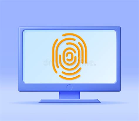 3d Fingerprint On Computer Isolated Stock Vector Illustration Of Render Monitor 310049599