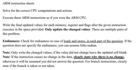 Solved Arm Instruction Sheets Solve For The Correct Cpu