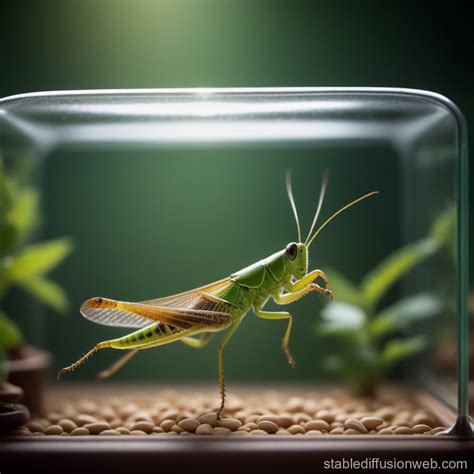 Grasshopper Jumping In Glass Cage Stable Diffusion Online