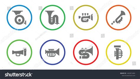 Brass Icon Set 8 Filled Brass Stock Vector Royalty Free 1463815484