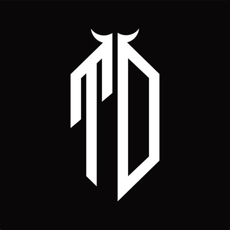 Td Logo Monogram With Horn Shape Isolated Black And White Design