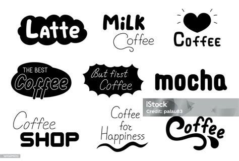 손으로 쓴 텍스트 커피 숍 카페 실루엣 이미지 인용문 서예 타이포그래피 벡터 그리기 디자인 요소 모음입니다 0명에 대한 스톡 벡터 아트 및 기타 이미지 Istock