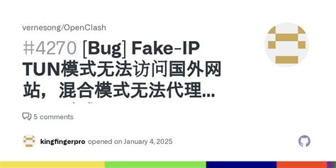 Bug Fake Ip Tun模式无法访问国外网站，混合模式无法代理udp请求 · Issue 4270 · Vernesong