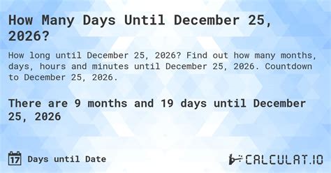 How Many Days Until December 25 2026 Calculatio