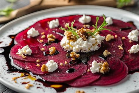 Beetroot Carpaccio With Creamy Goat Cheese Premium Ai Generated Image