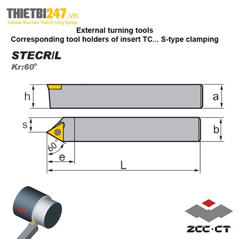 Cán Dao Tiện Ngoài 60 Độ Gắn Mảnh Tc Stecr L Zccct