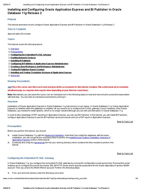 PDF Installing And Configuring Oracle Application Express And BI