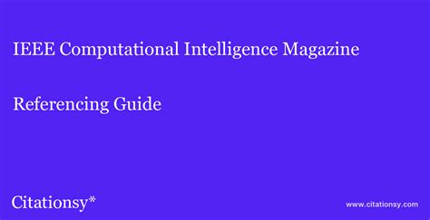 Ieee Computational Intelligence Magazine Referencing Guide · Ieee Computational Intelligence