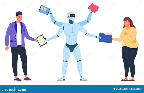 multitasking robot professional ai office employee working stock
