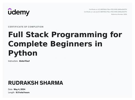 Rudraksh Sharma On Linkedin Udemy Python Fullstackprogramming