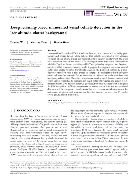 Pdf Deep Learning‐based Unmanned Aerial Vehicle Detection In The Low Altitude Clutter Background