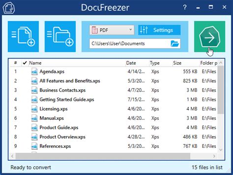 Convert XPS To PDF In Bulk DocuFreezer
