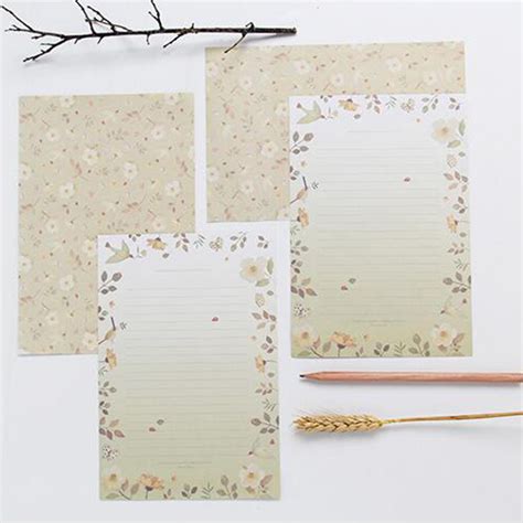 꽃 인쇄 봉투 및 레터 용지 세트 사랑스러운 필기 문구 봉투 키트 학교 문구 45 개 인쇄제품