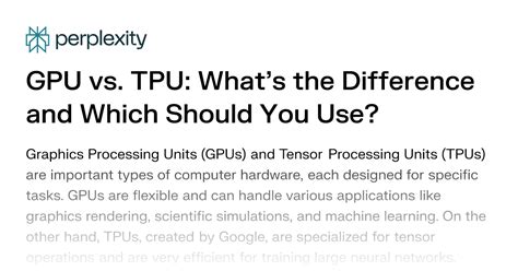 gpu vs tpu what s the difference and which should you use