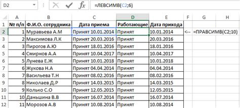 Примеры использования функций ПРАВСИМВ и ЛЕВСИМВ в Excel