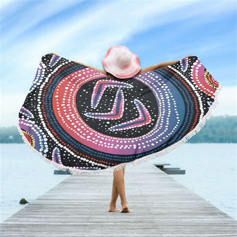 Australia Aboriginal Beach Blanket Aboriginal Boomerang Dot Art Beach