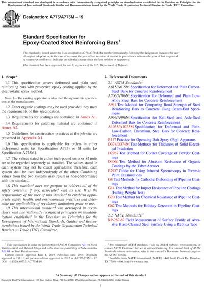 Astm A775 A775m 19 Standard Specification For Epoxy Coated Steel