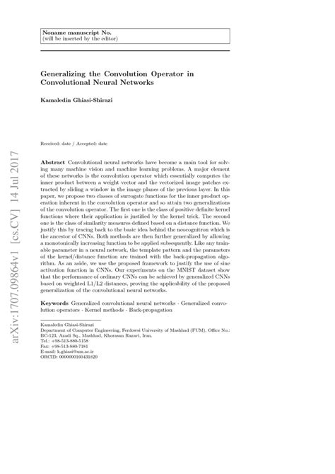 Generalizing The Convolution Operator In Convolutional Neural Networks Deepai