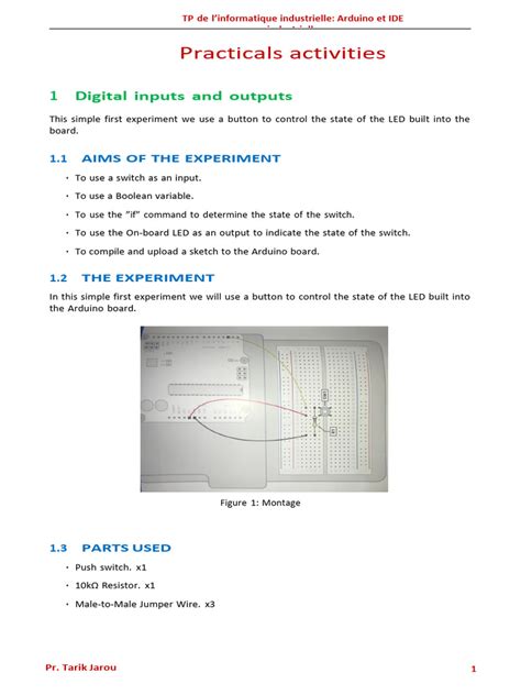 Tp Dexpérimentation N1 Arduino Et Ide Pdf