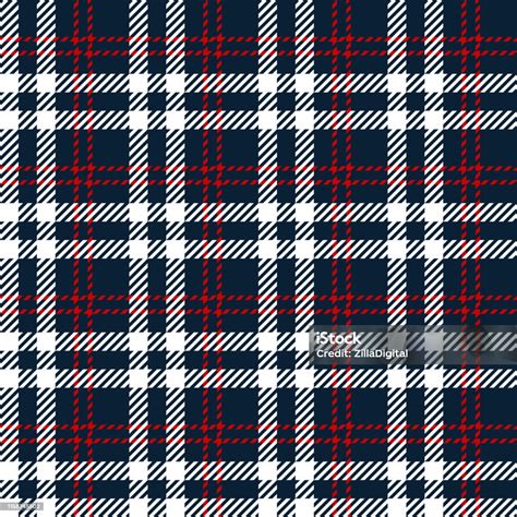 격자 무늬 패턴 원활한 벡터 배경입니다 모던한 텍스타일 디자인의 다크 블루 레드 화이트 의 타탄 체크 체크 0명에 대한 스톡 벡터 아트 및 기타 이미지 Istock
