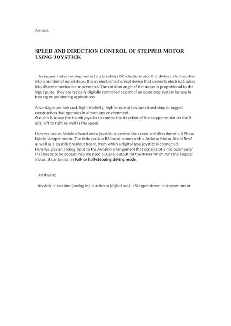 Doc Joystick Control Of Stepper Motor Using Arduino Dokumentips