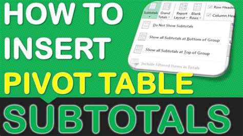 Insert Subtotals To A Pivot Table Myexcelonline Pivot Table