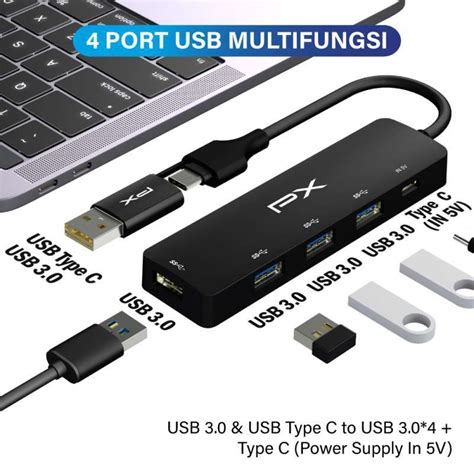 Promo Usb Type C Hub Converter Usb Otg Type C In Px Uch Ac Diskon Di Seller Px