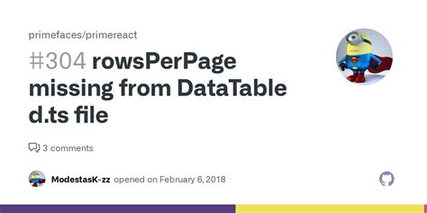 Rowsperpage Missing From Datatable Dts File · Issue 304 · Primefacesprimereact · Github