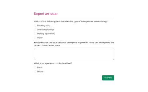 Bug Report Form Template