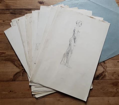 Collection Of Original Vintage Life Study Drawings Nude Male And Female
